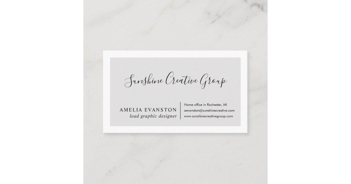 Modern Minimal Light Gray Business Card | Zazzle