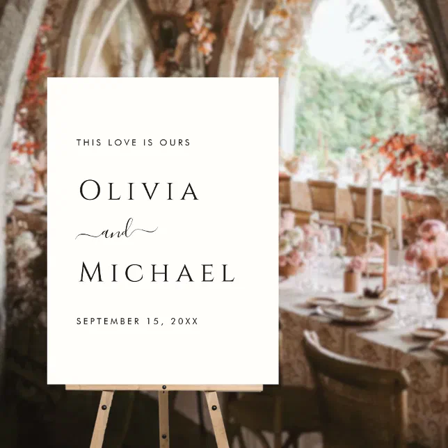 Modern Minimal Light Ivory Wedding Welcome Sign | Zazzle