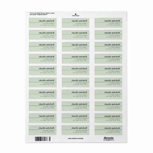 Modern minimal light sage green return address label | Zazzle