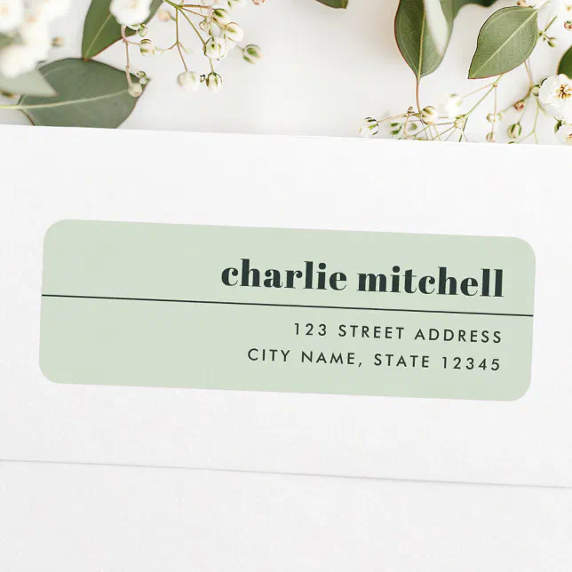 Modern minimal light sage green return address label | Zazzle