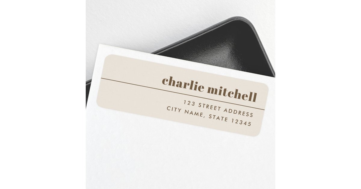 Modern minimal light tan brown return address label | Zazzle