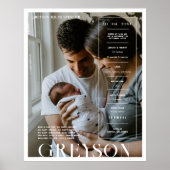 Modern Minimal Magazine Cover | Birth Stats Poster | Zazzle