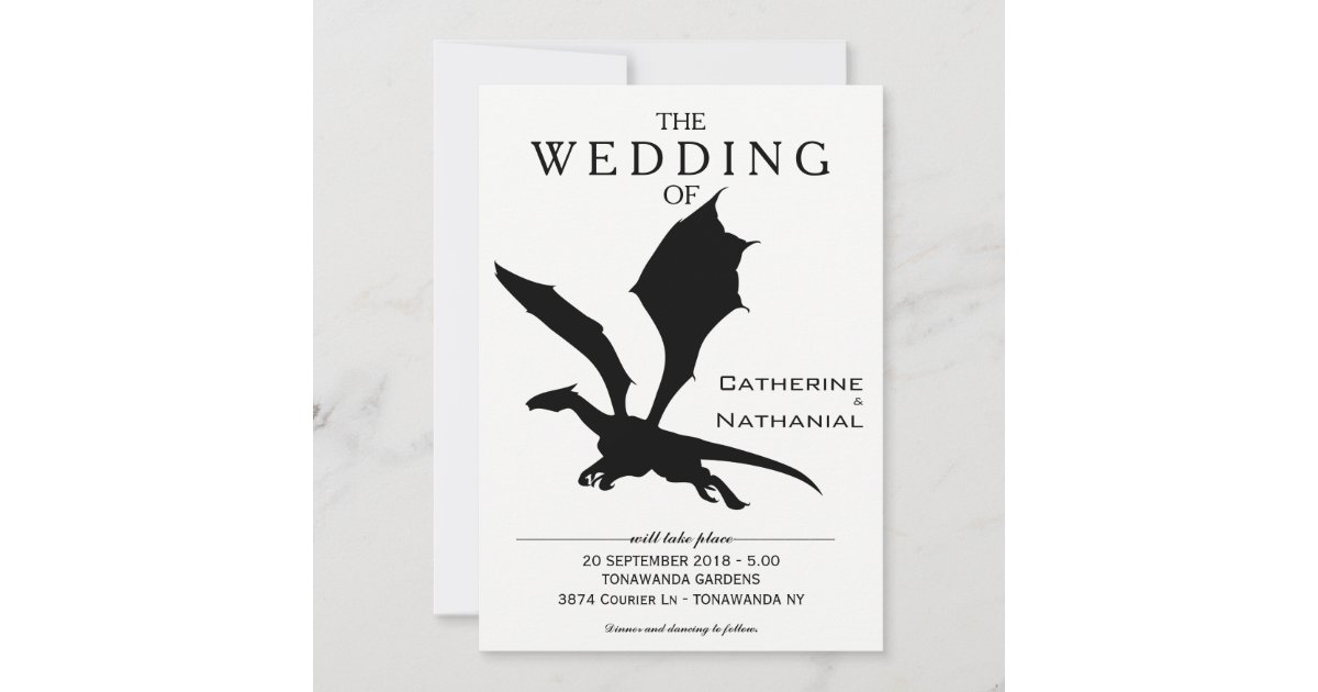 Modern Minimal Medieval Dragon Wedding Invitation | Zazzle