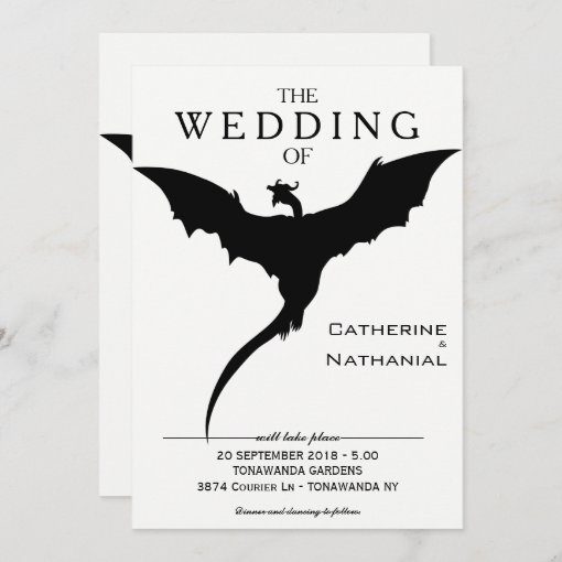 Modern Minimal Medieval Dragon Wedding Invitation | Zazzle