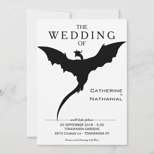 Modern Minimal Medieval Dragon Wedding Invitation | Zazzle