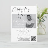 Modern Minimal Memorial Photo QR Code Funeral Invitation | Zazzle