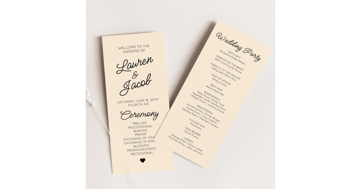 Modern Minimal Minimalist Champagne Wedding Program | Zazzle