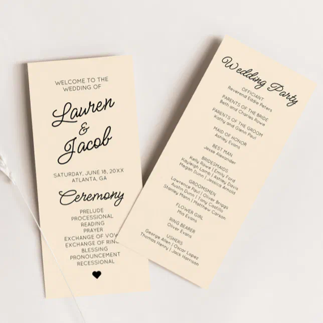 Modern Minimal Minimalist Champagne Wedding Program | Zazzle