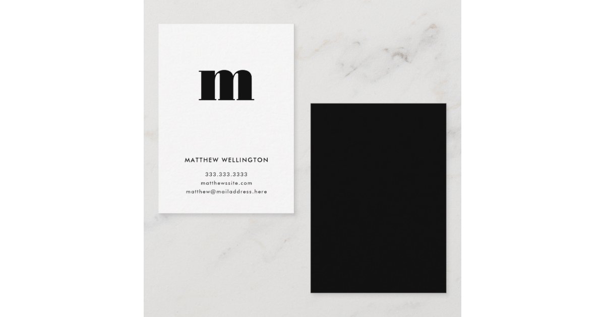 Modern Minimal Monogram Black White Letter Initial Business Card | Zazzle