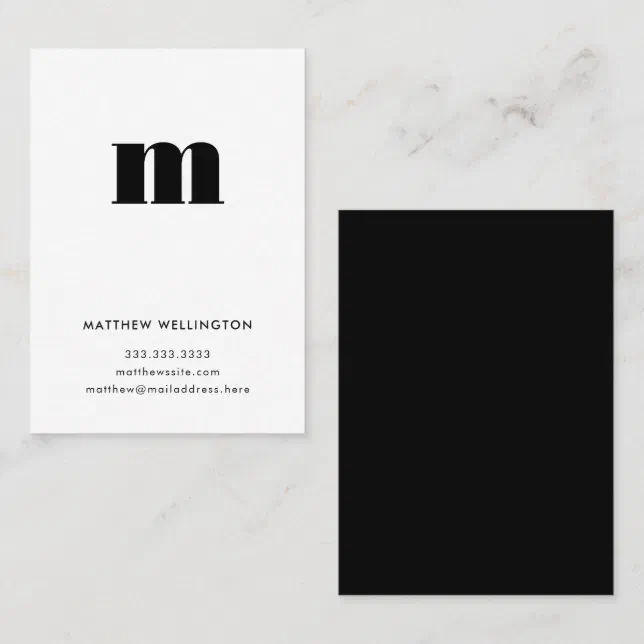 Modern Minimal Monogram Black White Letter Initial Business Card | Zazzle