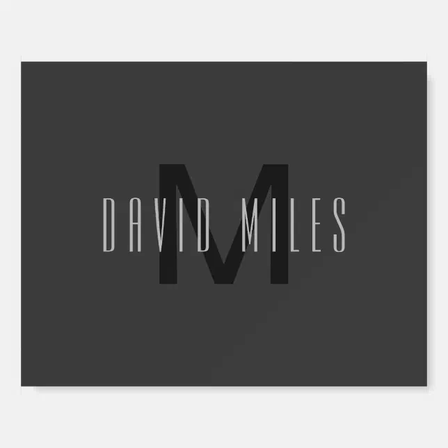 Modern Minimal Monogram Design Editable Dark Grey Foam Board | Zazzle