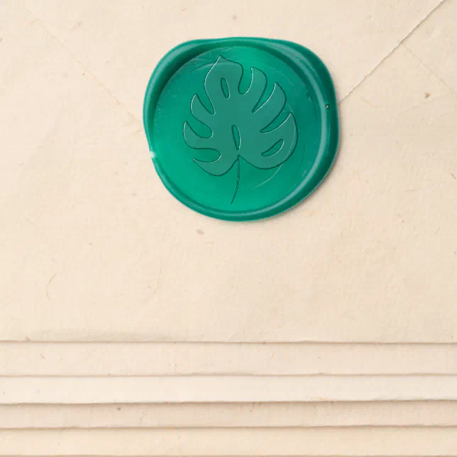 Modern Minimal Monstera Leaf Tropical Wedding Wax Seal Sticker | Zazzle