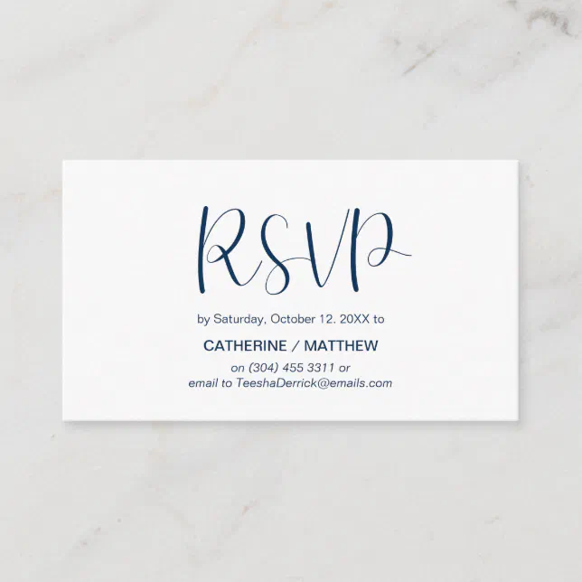 Modern Minimal, Navy Blue, RSVP respond Enclosure Card | Zazzle