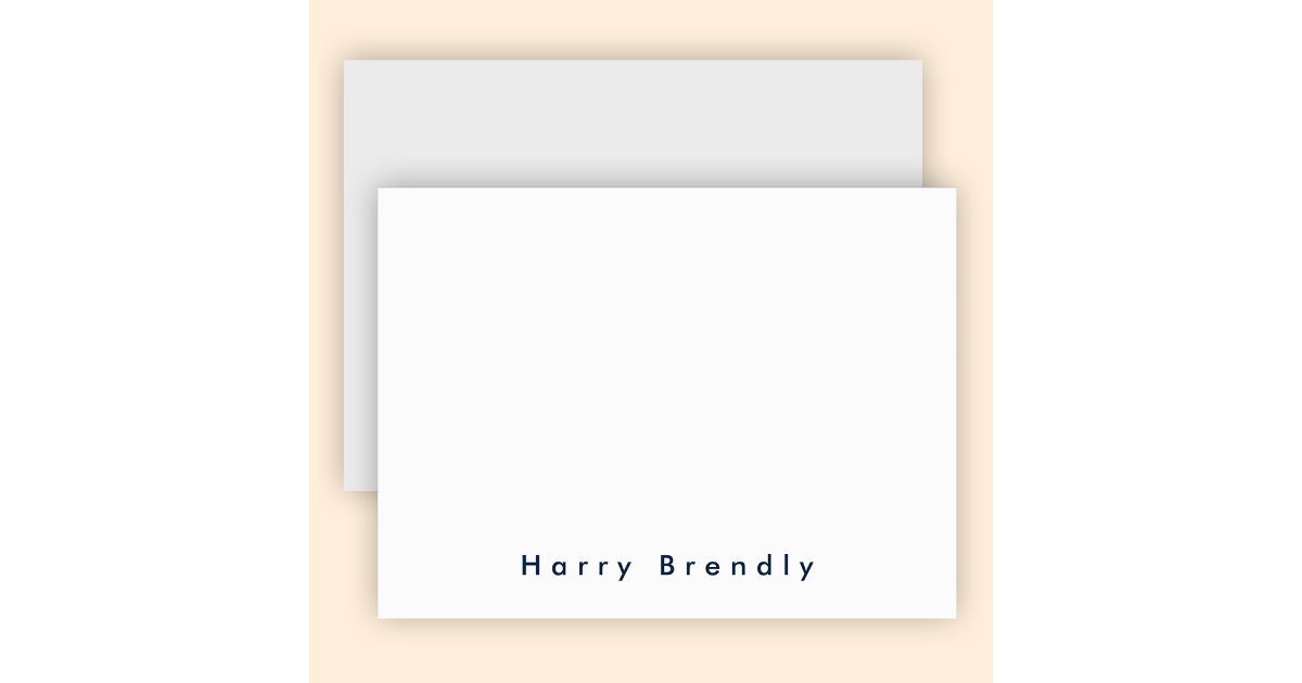 Modern Minimal Navy Blue White Note Card | Zazzle