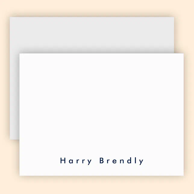 Modern Minimal Navy Blue White Note Card | Zazzle
