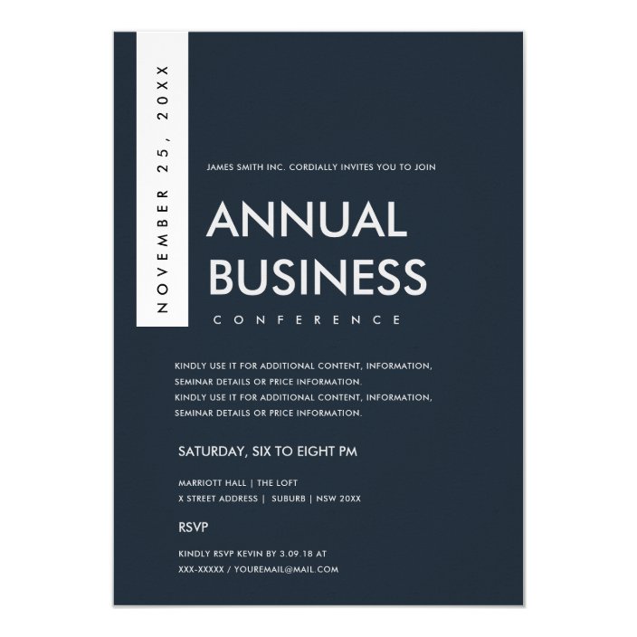 MODERN MINIMAL NAVY WHITE KRAFT CONFERENCE EVENT INVITATION | Zazzle.com