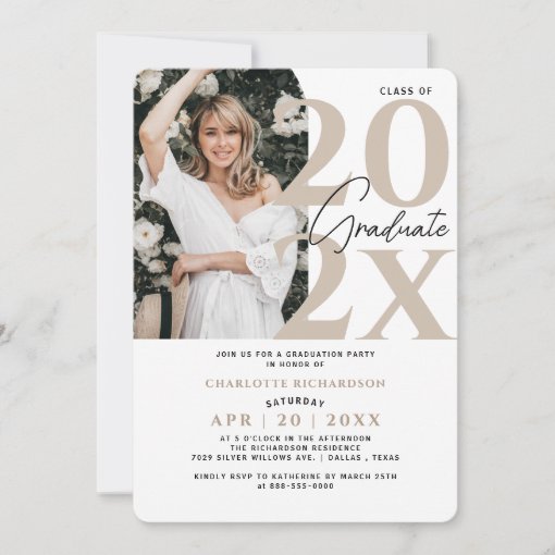 Modern Minimal Neutral Graduation Photo Invitation | Zazzle