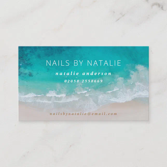 Modern minimal ocean beach typography chic busines business card | Zazzle