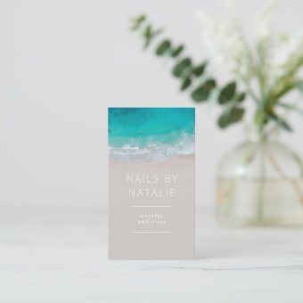 Modern minimal ocean beach typography chic busines business card | Zazzle