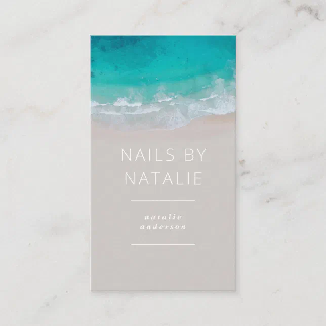 Modern minimal ocean beach typography chic busines business card | Zazzle