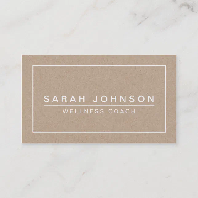 MODERN & MINIMAL ON BEIGE KRAFT PAPER EFFECT BUSINESS CARD | Zazzle