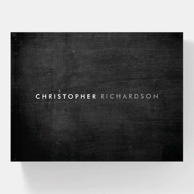 Modern & Minimal on Black Wood Paperweight | Zazzle