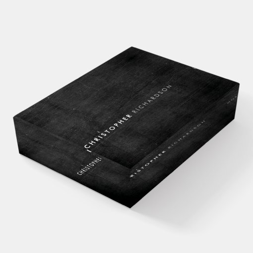 Modern & Minimal on Black Wood Paperweight | Zazzle