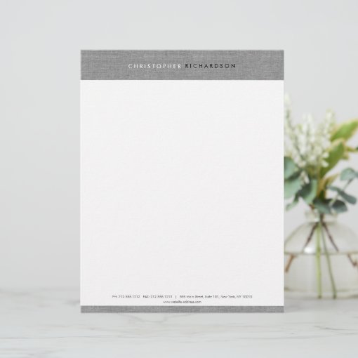 MODERN & MINIMAL on GRAY LINEN Letterhead | Zazzle