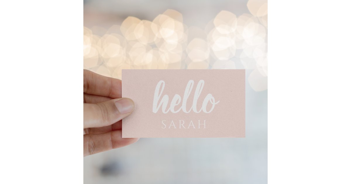 Modern Minimal Pastel Pink Hello And You Name Business Card | Zazzle