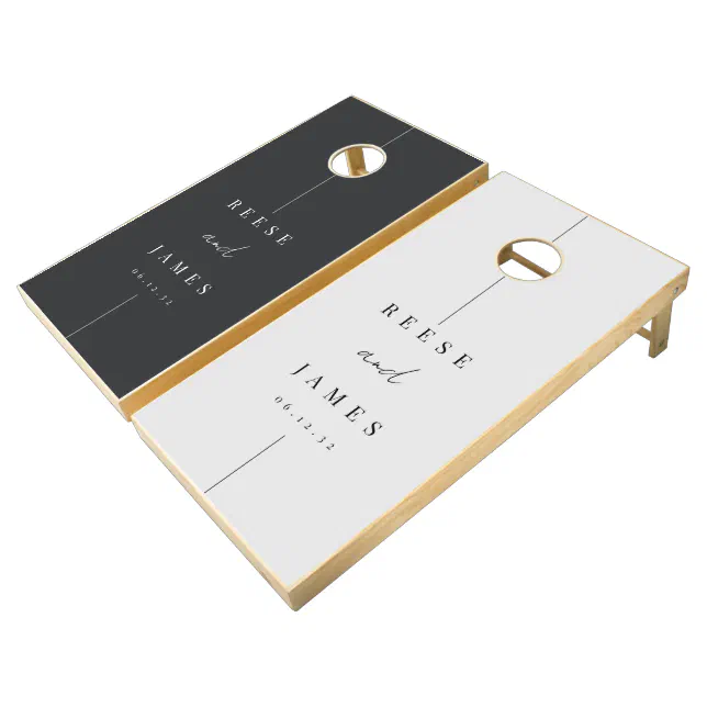 Modern Minimal Personalized Wedding Cornhole Set | Zazzle