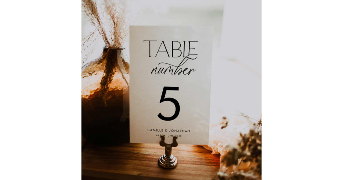 Modern Minimal Personalized Wedding Table Number | Zazzle