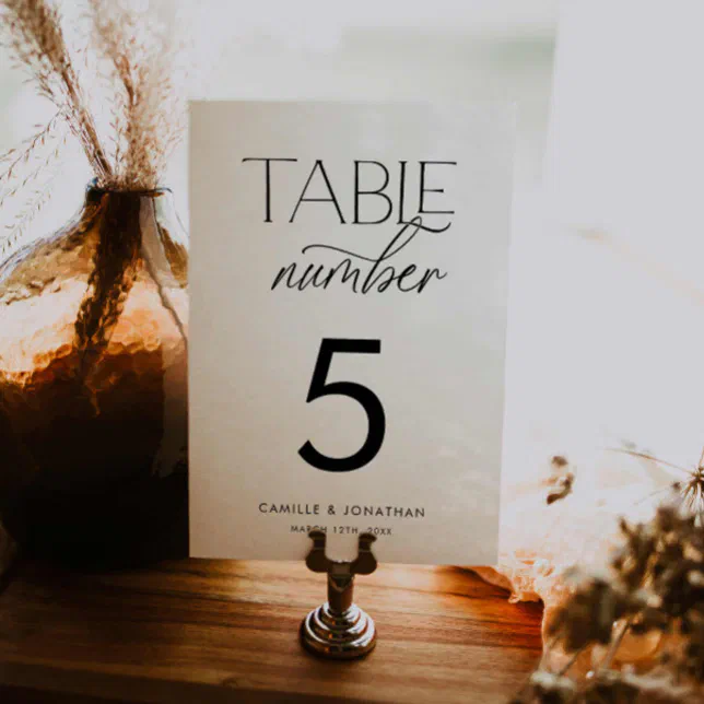 Modern Minimal Personalized Wedding Table Number | Zazzle
