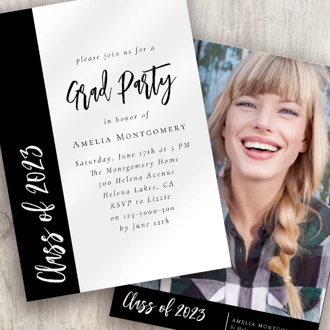 Modern Minimal Photo Graduation Party Invitation | Zazzle