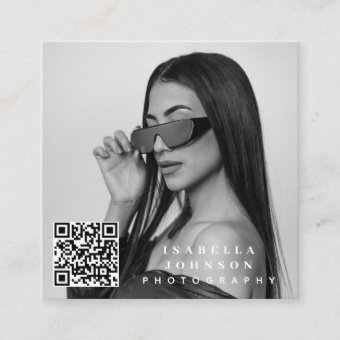 Modern Minimal Photo QR Code Social Media Icons Square Business Card ...