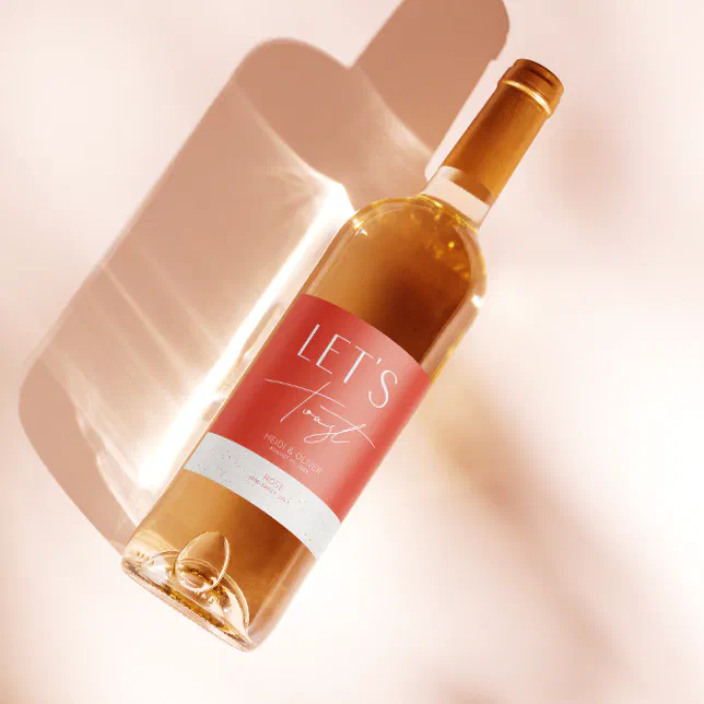 Modern Minimal Pink Personalized Wedding Bottle Wine Label | Zazzle