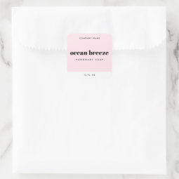 Modern minimal pink square product label | Zazzle