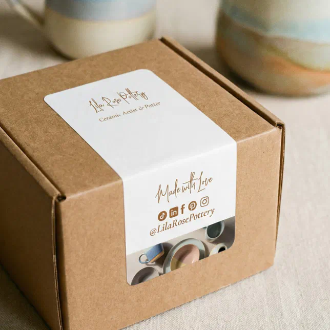 Modern Minimal Pottery Ceramic Business Box Wrap Label | Zazzle