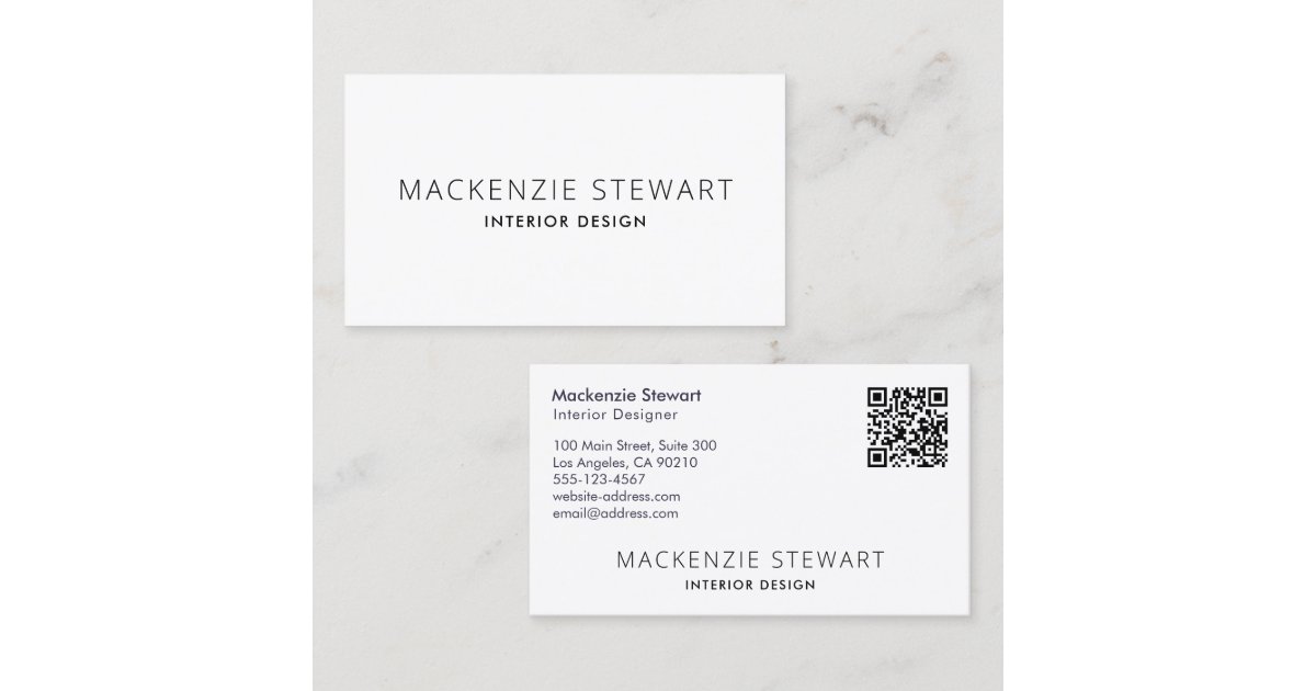 Modern Minimal Professional QR Code Business Card | Zazzle