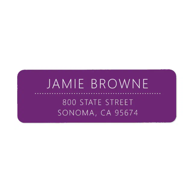 Modern Minimal Purple Return Address Labels | Zazzle