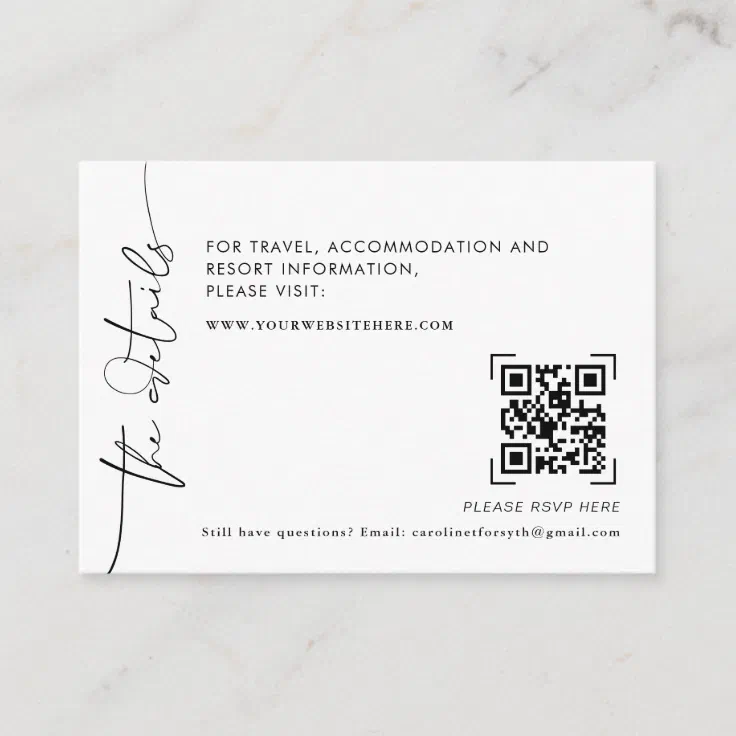 Modern Minimal QR Code Scan | Wedding Details Enclosure Card | Zazzle