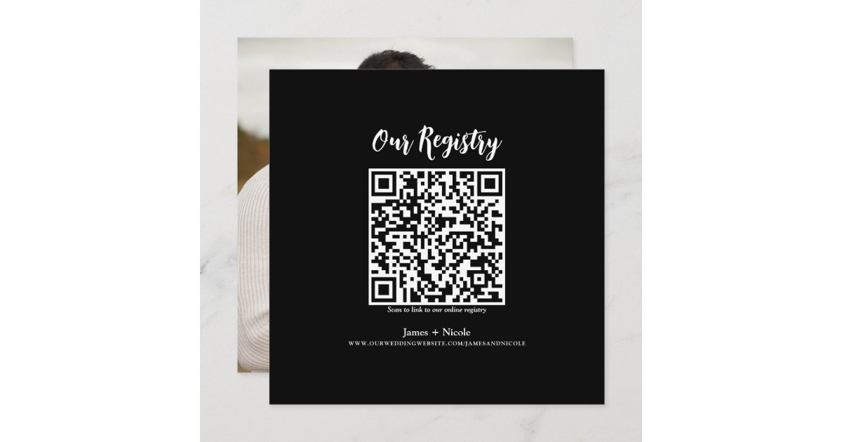 Modern Minimal QR Code Scannable Wedding Registry Invitation | Zazzle