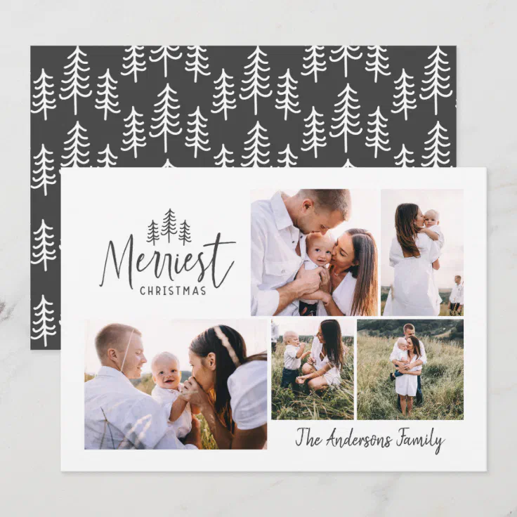 modern minimal rustic multi photo holiday card | Zazzle