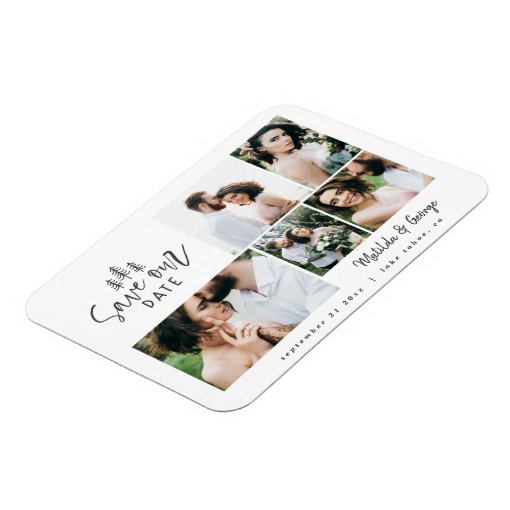 modern minimal rustic multi photo wedding magnet | Zazzle
