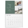 Modern minimal sage green 2 photo family elegant calendar | Zazzle