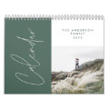 Modern minimal sage green 2 photo family elegant calendar | Zazzle