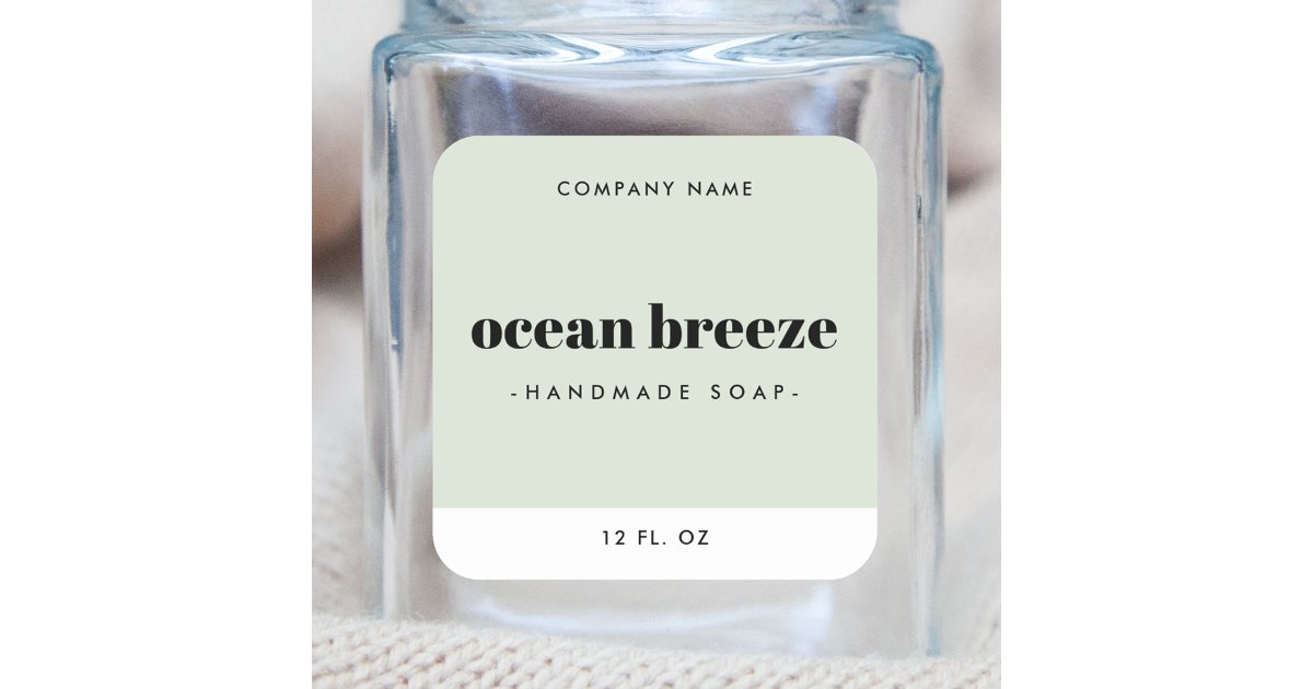 Modern minimal sage green square product label | Zazzle