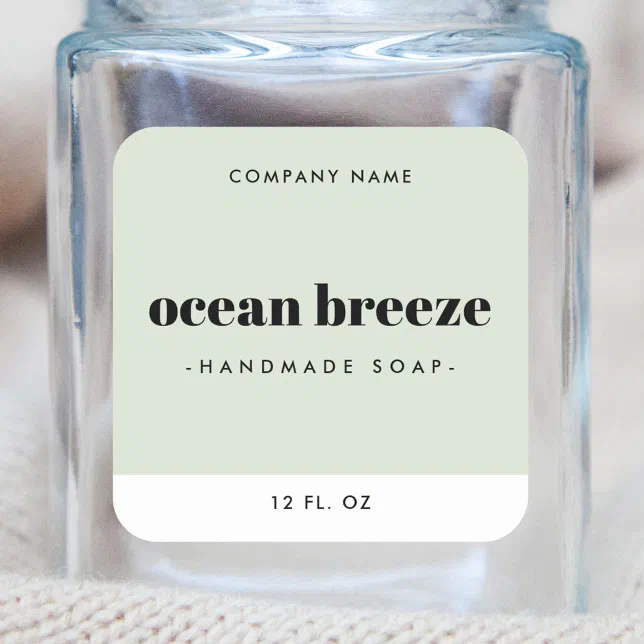 Modern minimal sage green square product label | Zazzle