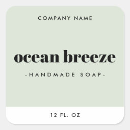 Modern minimal sage green square product label | Zazzle