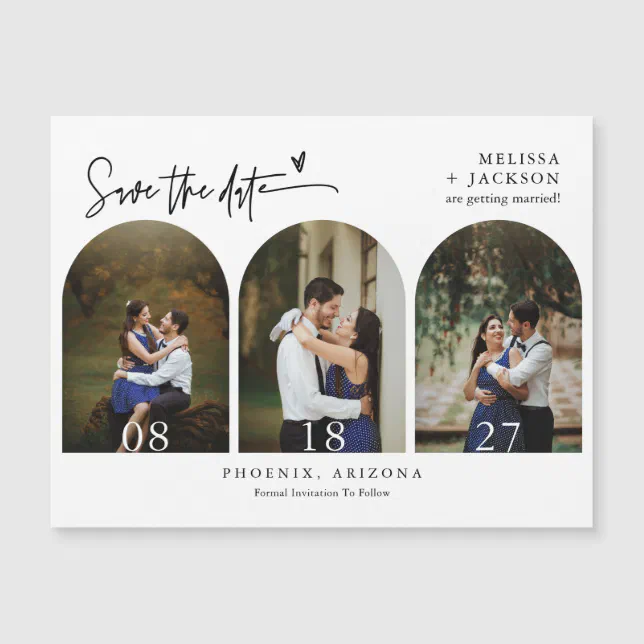 Modern Minimal Save the Date Arch Photo Magnet | Zazzle