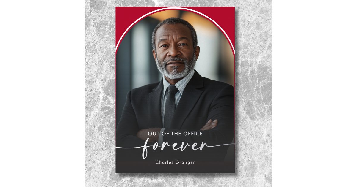 Modern Minimal Scarlet Red Retirement Party Foil Invitation | Zazzle